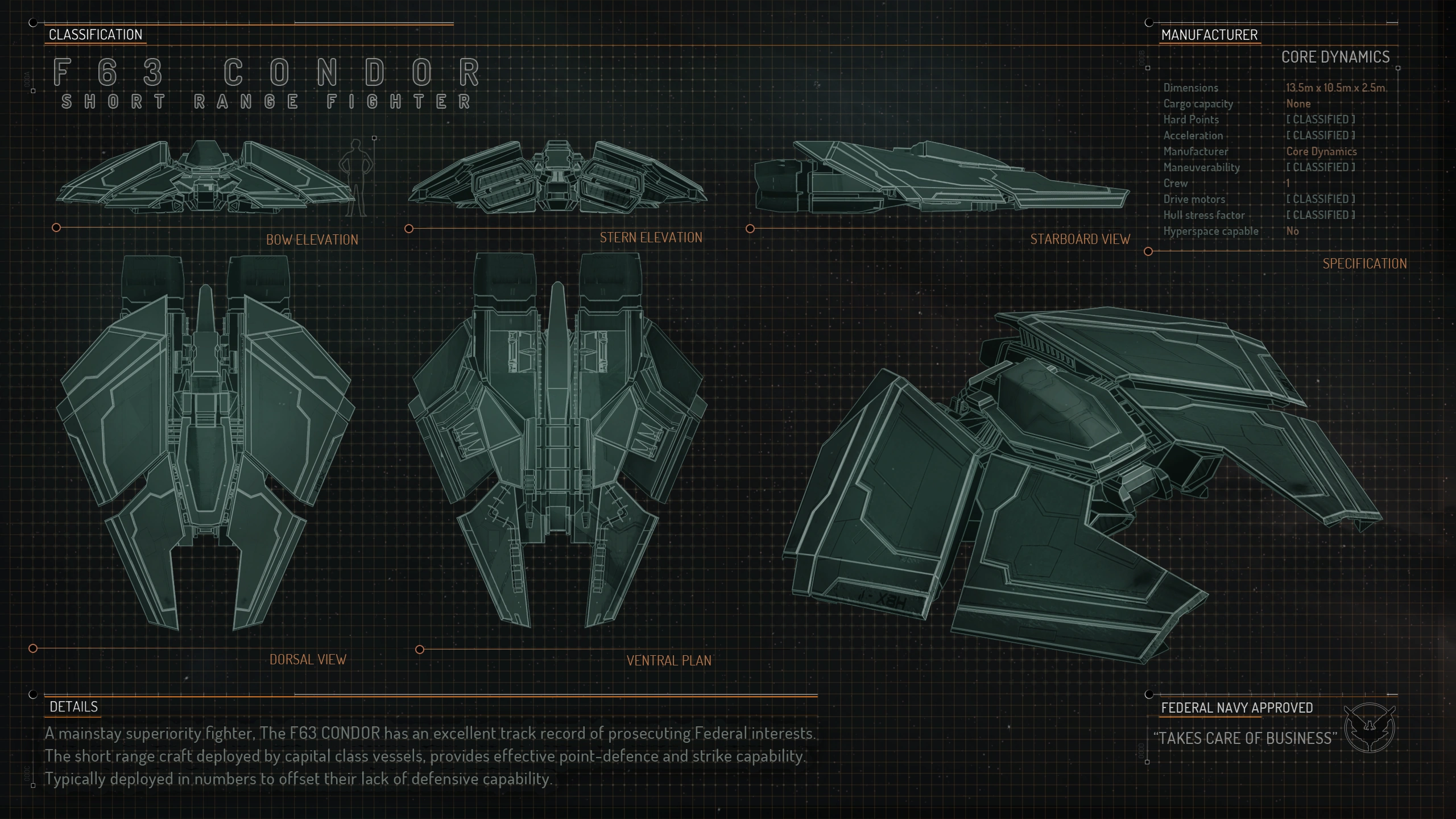 A render of the new modified F63 Condor Federal Fighter for CQC. : r ...